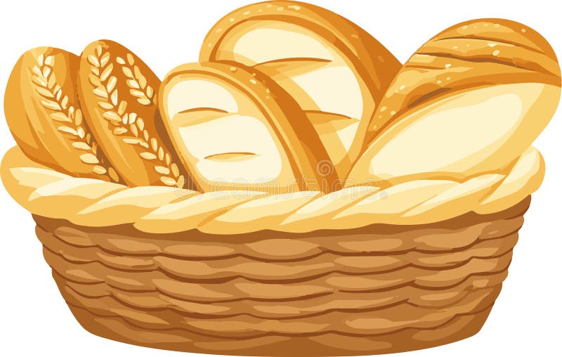 Simple Vector Bread Basket Clipart Stock Vector - Illustration of abstract, bold: 350474477
