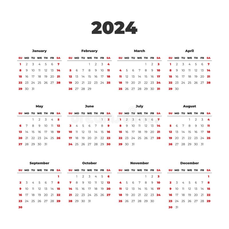 Weeks Calendar 2024 Stock Illustrations – 56 Weeks Calendar 2024 Stock ...