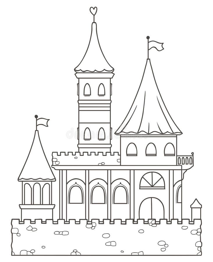 Simple Vector Cartoon Royal Castle with Tower Stock Vector ...