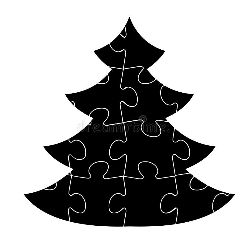 Simple Vector Christmas Tree Made from Puzzle Stock Vector ...