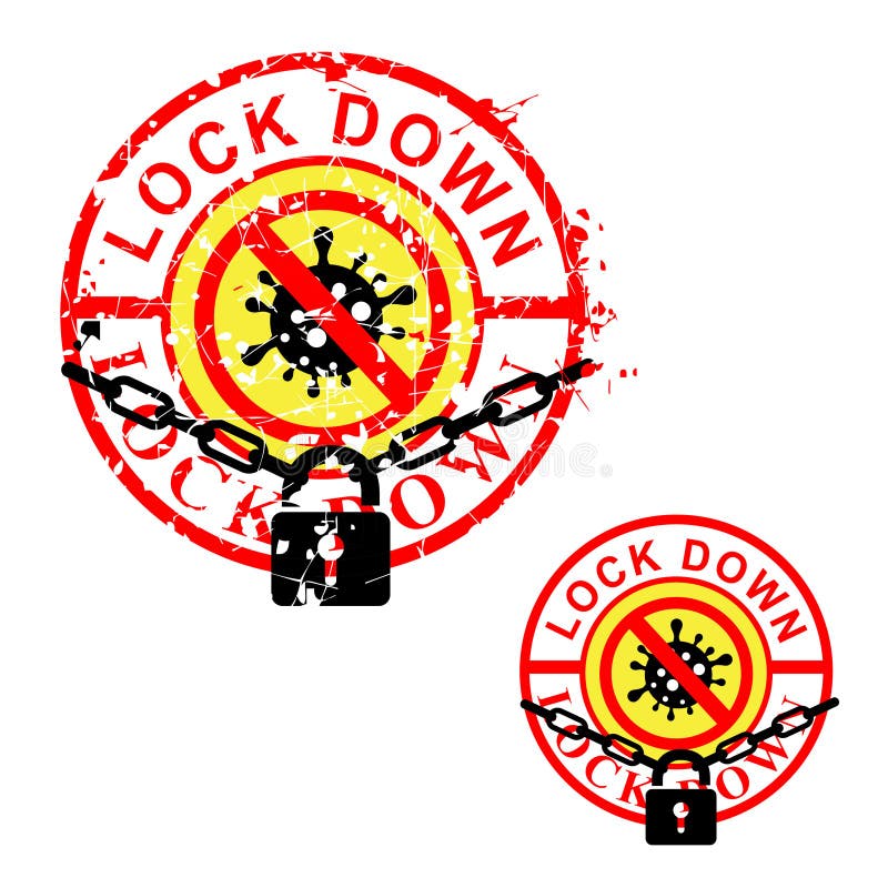 Simple Vector Cirle Red Grunge Rubber Stamp, Lock Down, Isolated on ...