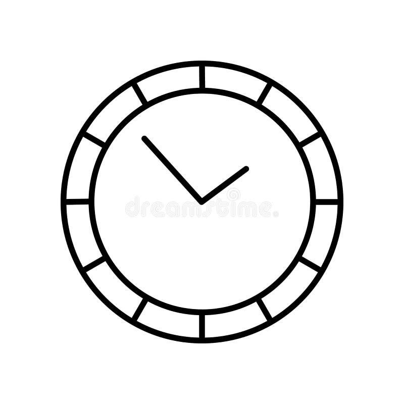Simple Vector Clock Icon Black on White Background. Time Style Image ...