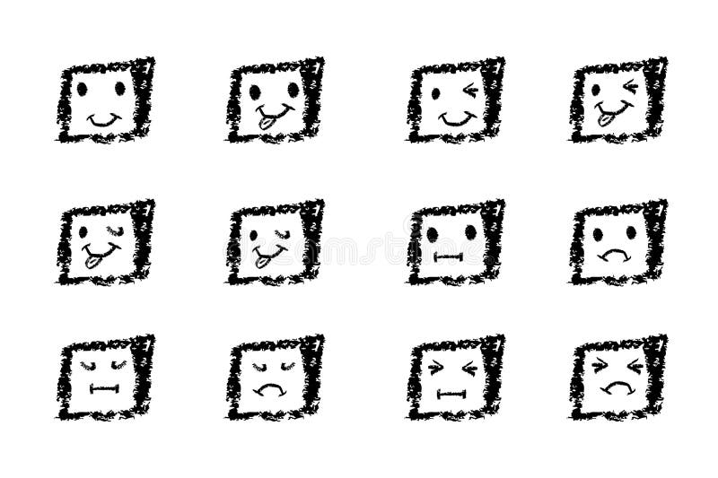 Square Emotion Icon Face Anger Cartoon Illustration Stock Illustration ...