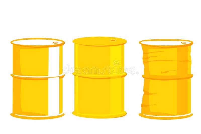 Simple Vector, 3 Different Condition Yellow Barrel, Isolated on White ...