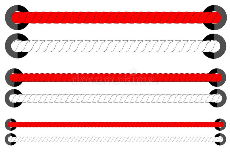 Simple Vector, 3 Different Size, Red and White Horizontal Rope, for ...