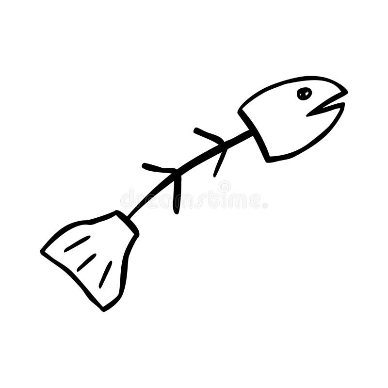 Simple Vector Doodle Hand Draw Sketch, Fish Bone, Isolated on White ...