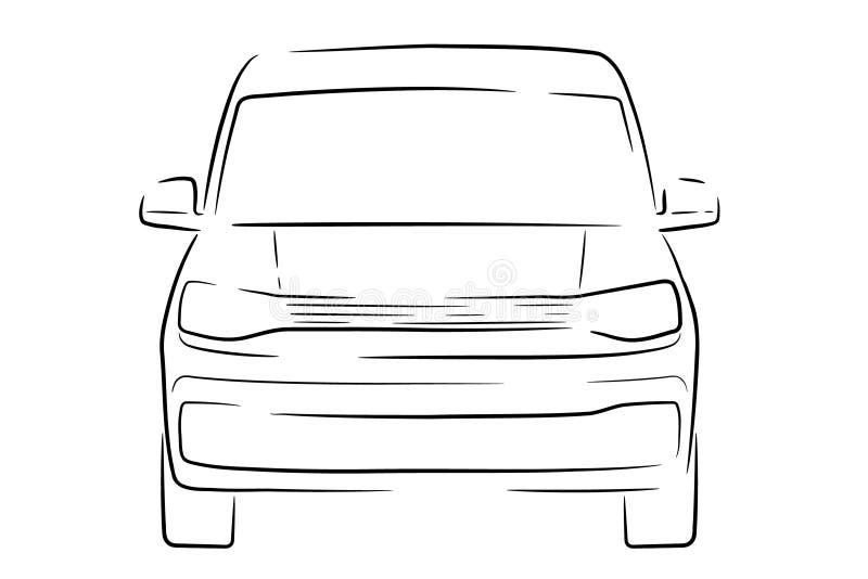 Simple Vector Drawing of a Small Van Seen from the Front Stock Vector ...