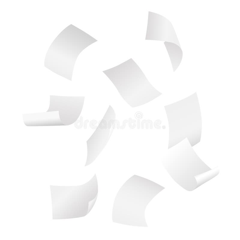 Simple Vector of Falling White Blank Papers on White Background Stock ...
