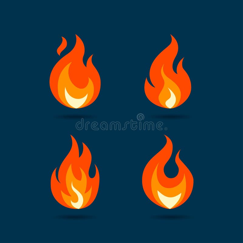 Simple Vector Flame Icons in Flat Style Stock Vector - Illustration of ...
