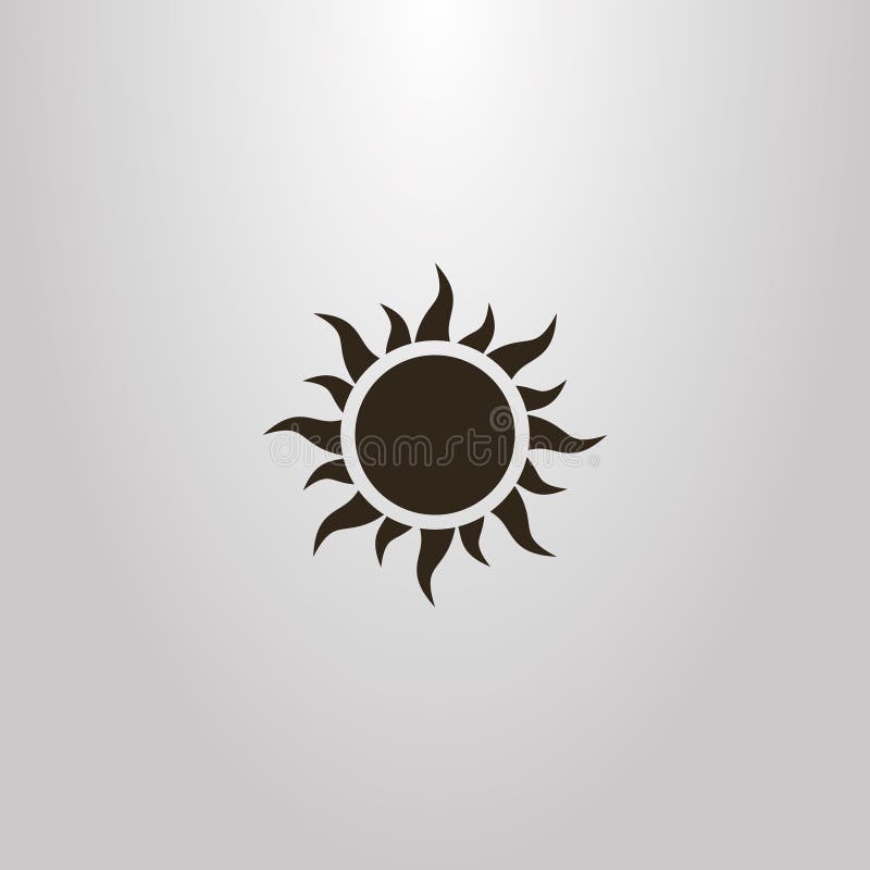 Simple Vector Flat Art Sign of Round Sun with Rays Stock Illustration ...