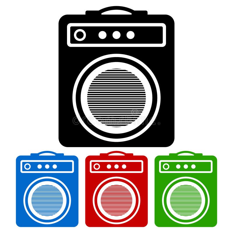 Simple, Vector Flat Guitar Amplifier Icon. Four Color Variations Stock ...