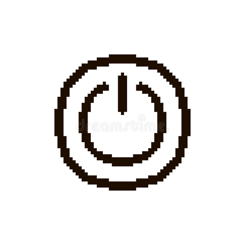 Simple Vector Flat Pixel Art Illustration of Black Icon Power on Button ...