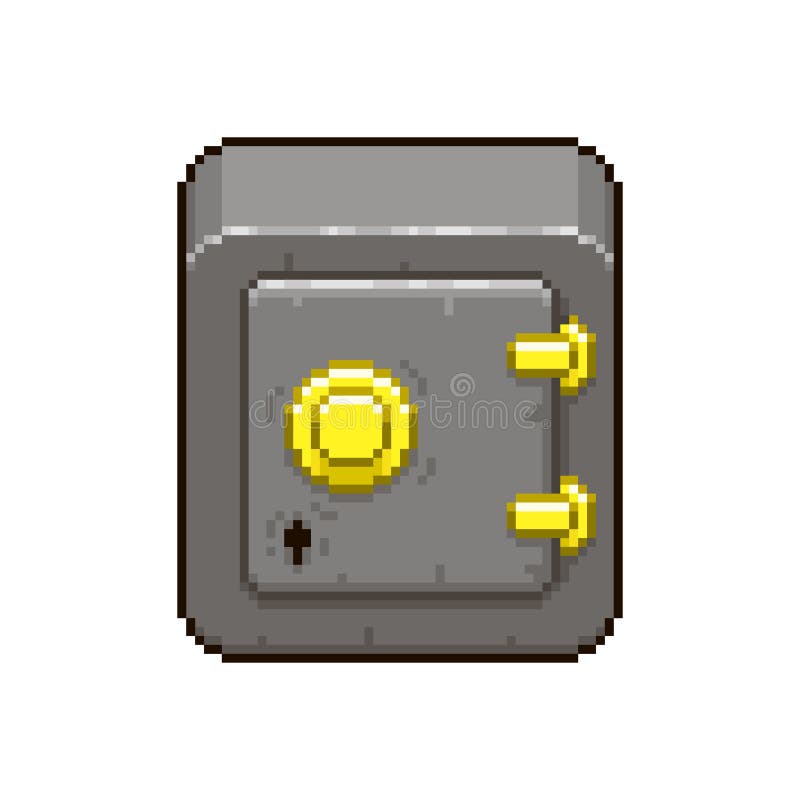 Simple Vector Flat Pixel Art Illustration of Cartoon Safe for Valuables ...