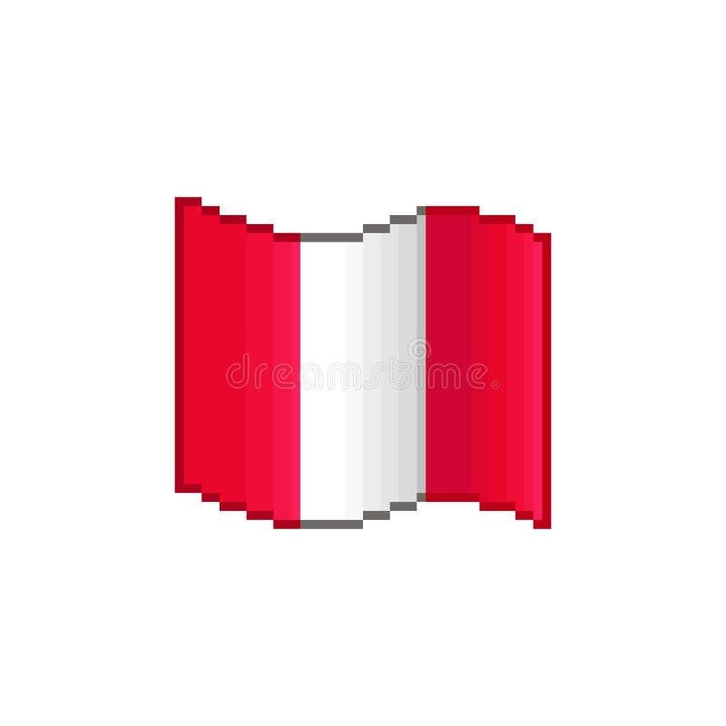 Simple Vector Flat Pixel Art Illustration of Flowing Flag of Peru Stock ...
