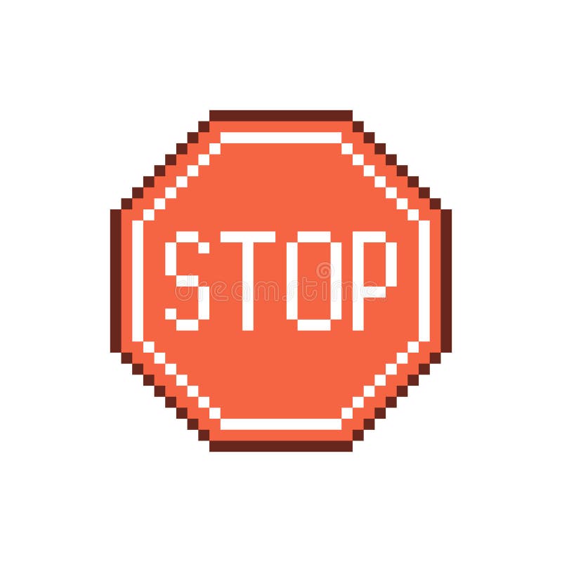 Simple Vector Flat Pixel Art Illustration of Stop Red Road Sign Stock ... Simple Vector Flat Pixel Art Illustration of Stop Red Road Sign Stock ...