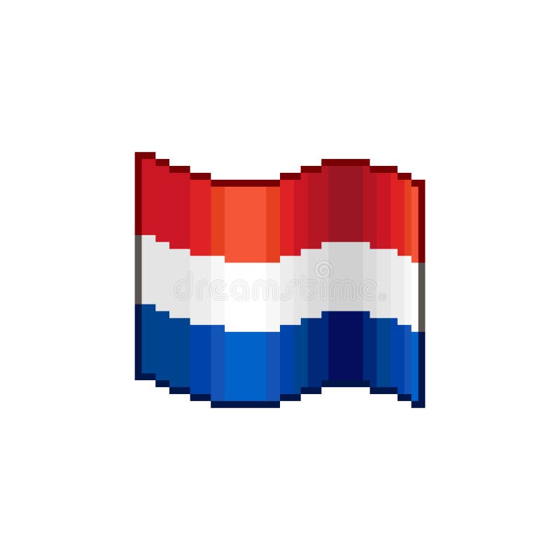 Simple Vector Flat Pixel Art Illustration of Waving Flag of Netherlands ...