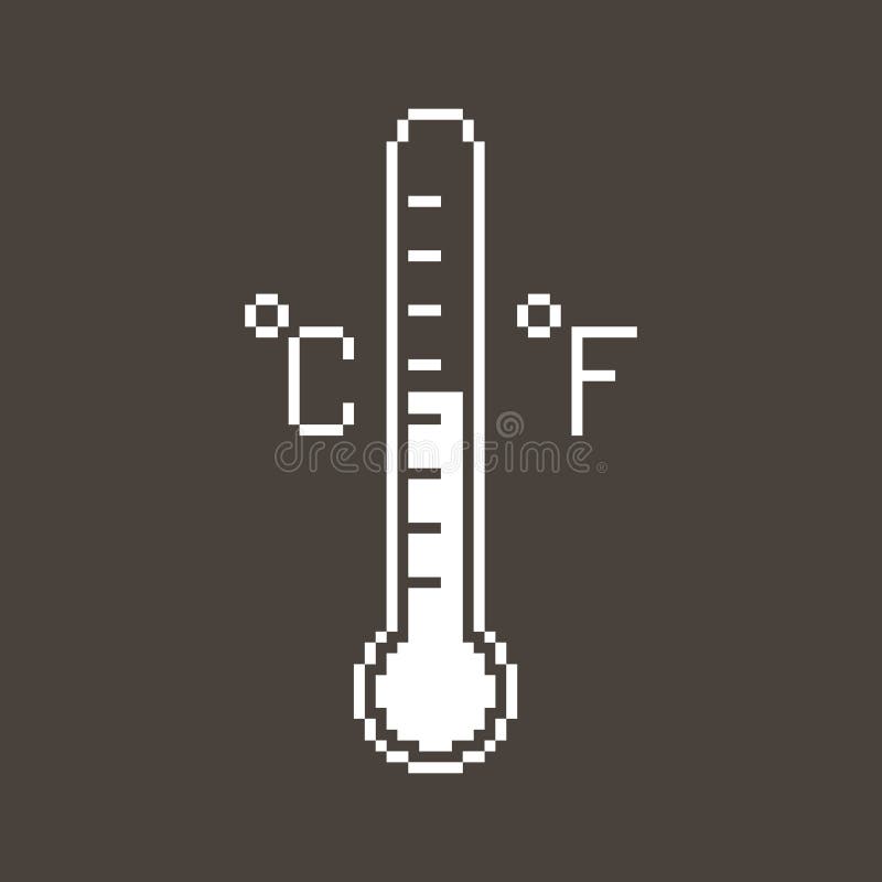Simple Vector Flat Pixel Art Sign of Thermometer with Scale and Celsius ...