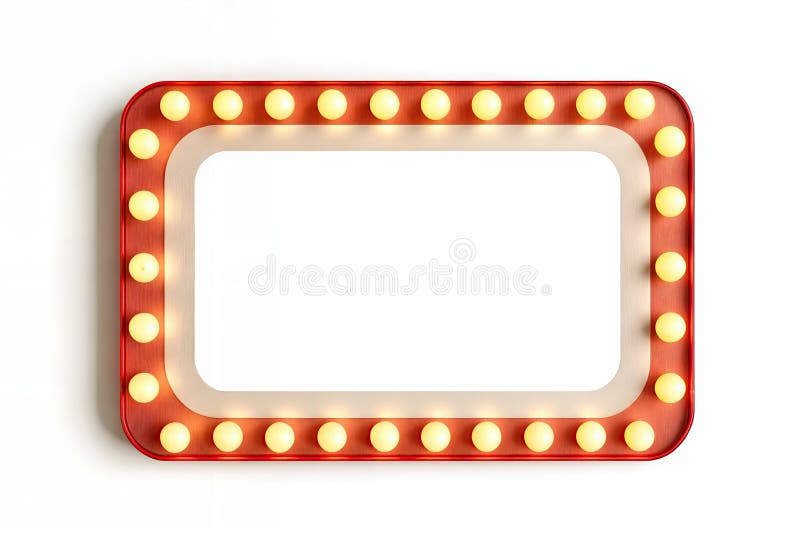 Bright Retro Marquee Frame with Glowing Lights on White Background ...
