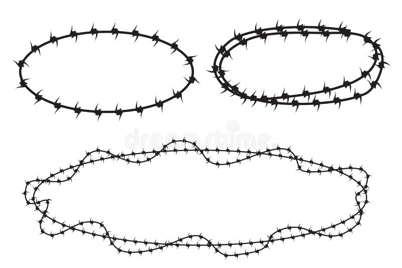 Vector Frame Silhouette Barbed Wire, Oval Shape at Transparent Effect ...