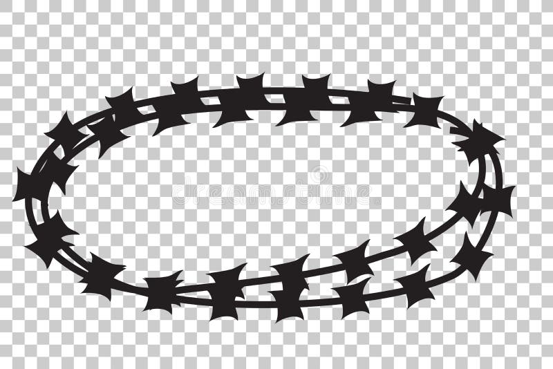 Simple Vector Frame Silhouette Barbed Wire, Oval Shape at Transparent ...