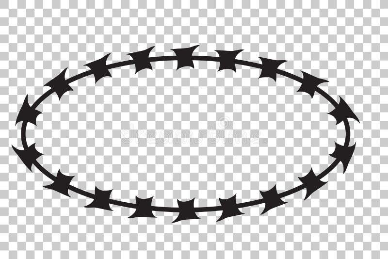 Vector Frame Silhouette Barbed Wire, Oval Shape at Transparent Effect ...