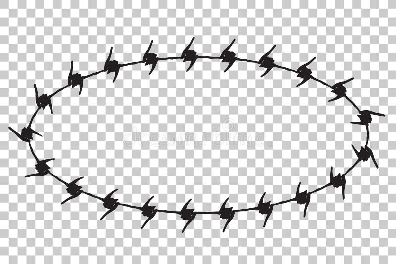 Simple Vector Frame Silhouette Barbed Wire, Oval Shape at Transparent ...