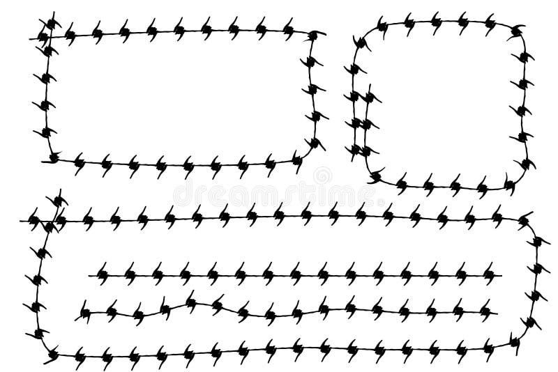 Simple Vector Frame Silhouette Barbed Wire, Rectangle, Square, Rounded ...