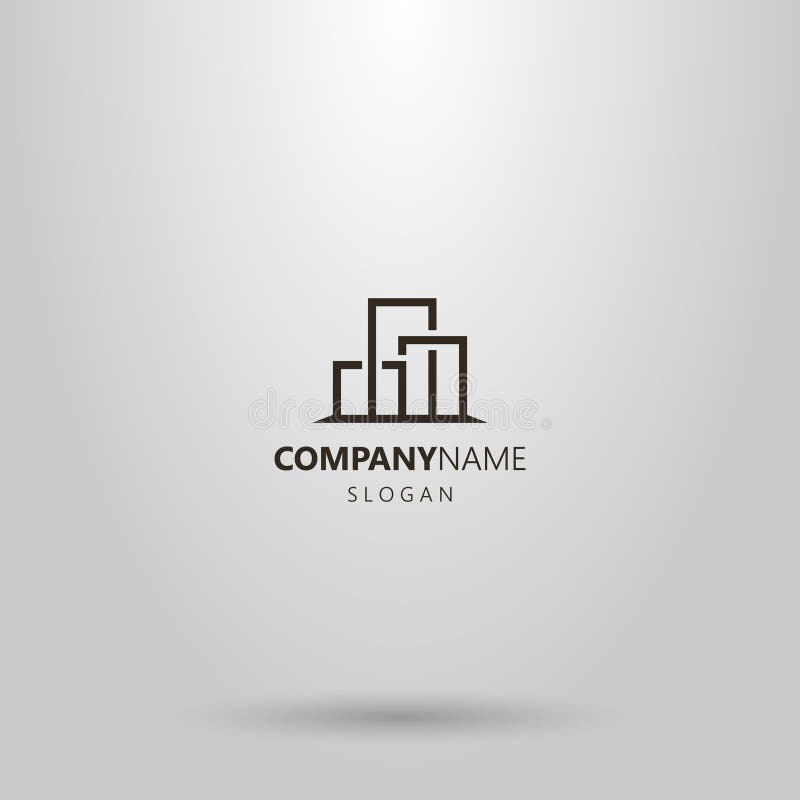 Simple Vector Geometric Line Art Logo of Cityscape Three Buildings ...