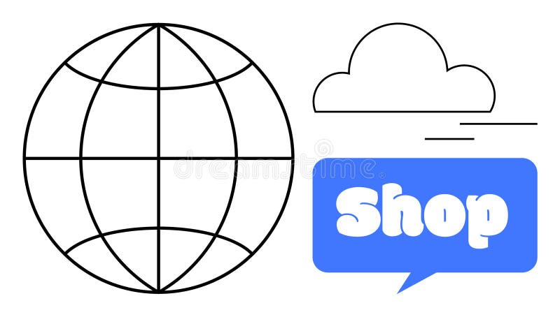 Global Online Shopping Concept with Cloud and Speech Bubble Stock ...