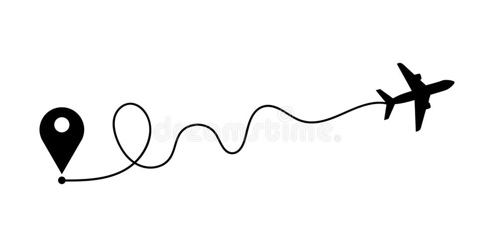 Simple Vector Graphic of Airplane Flight Path Stock Vector ...