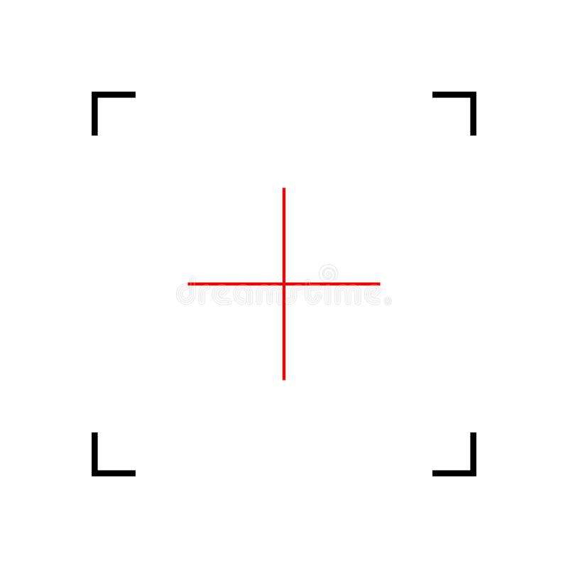 Simple Vector Graphic of a Camera Viewfinder with a Red Cross in the ...