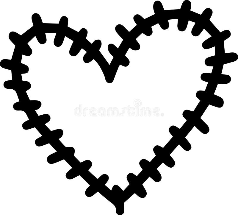 Simple Vector Graphic of a Stitched Heart Representing Heartbreak ...