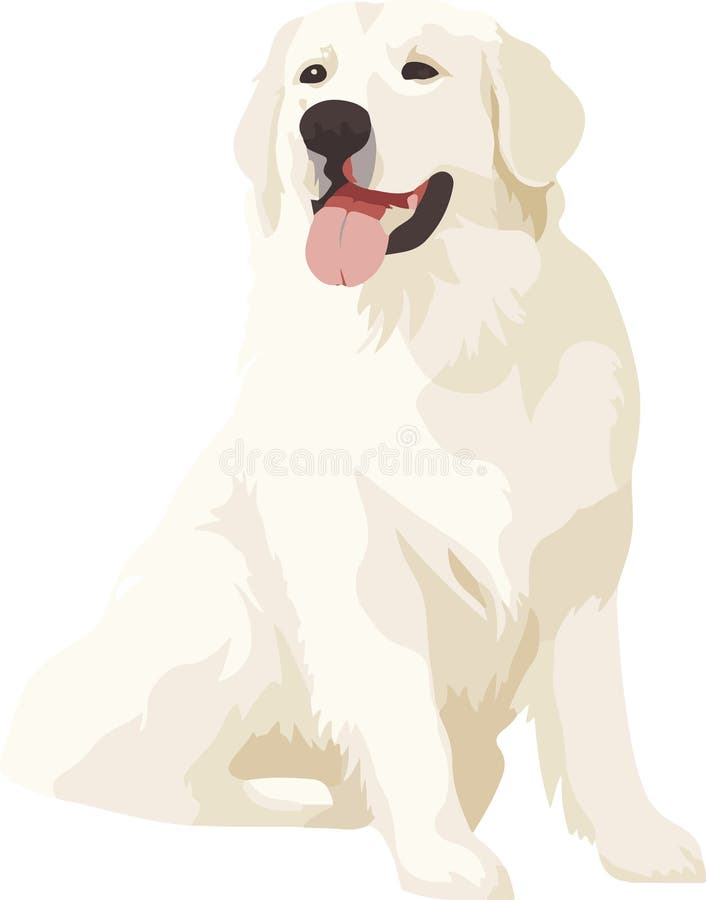 Simple Vector Great Pyrenees Clipart Stock Vector - Illustration of ...
