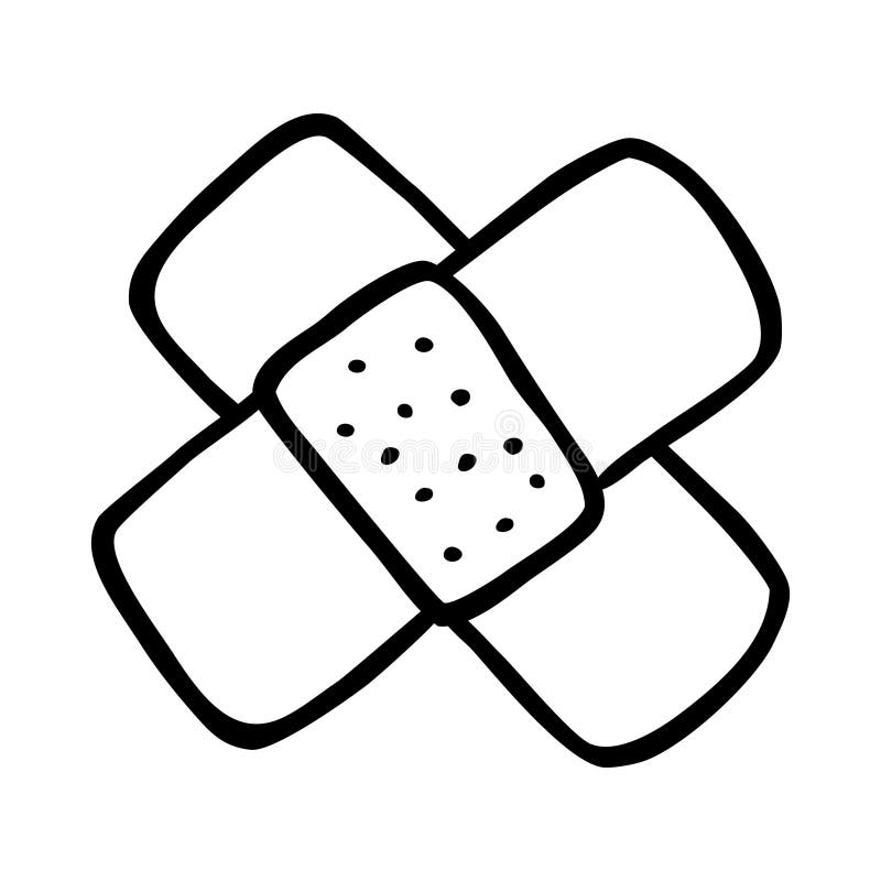 Simple Vector Hand Draw Doodle Sketch, Band Aid, Isolated on White ...