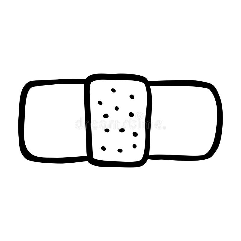 Simple Vector Hand Draw Doodle Sketch, Band Aid, Isolated on White ...