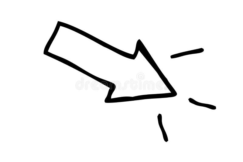 Simple Vector Hand Draw Sketch, Arrow or Pointer, Isolated on White ...