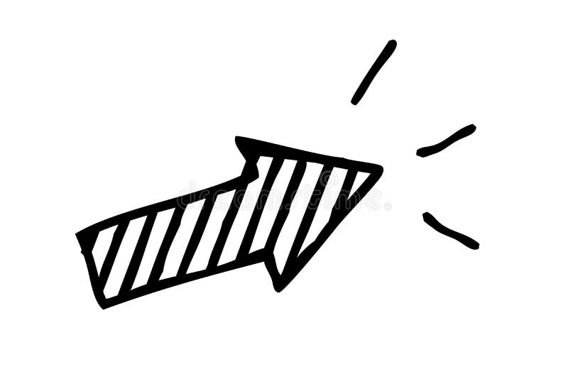 Simple Vector Hand Draw Sketch, Arrow or Pointer, Isolated on White ...