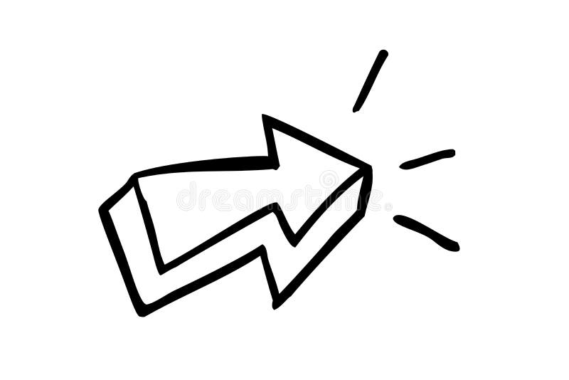Simple Vector Hand Draw Sketch, Arrow or Pointer, Isolated on White ...