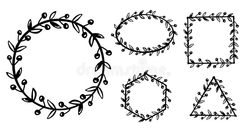 Simple Vector Hand Draw Sketch Circle, Square, Oval, Hexagon Triangle ...