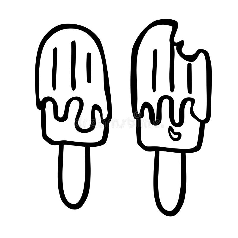 Simple Vector Hand Draw Sketch Doodle Ice Cream Stick, Isolated on ...