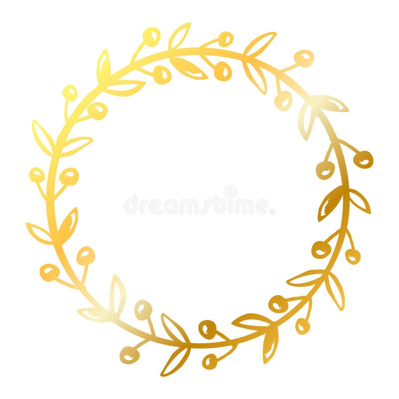 Simple Vector Hand Draw Sketch Gold, Golden Circle Floral Border Stock ...