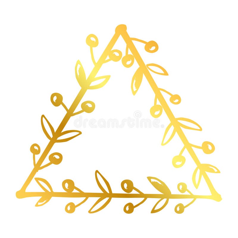 Simple Vector Hand Draw Sketch Gold, Golden Triangle Floral Border ...
