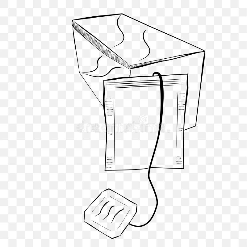Simple Vector Hand Draw Sketch, Mockup Blank Instant Tea Bag and Box ...