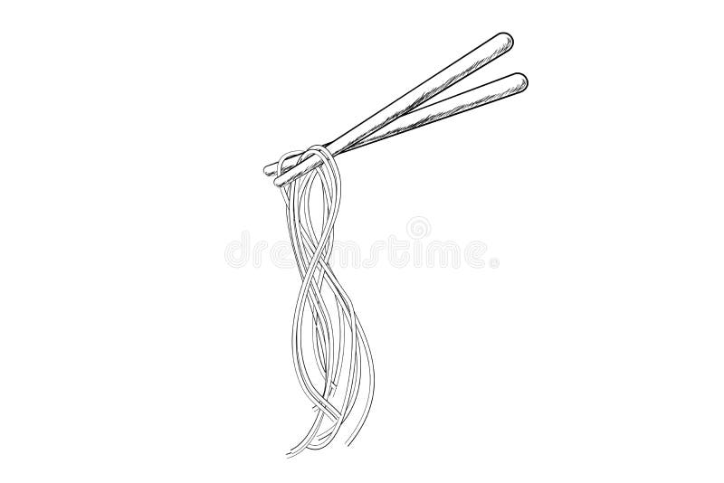 Simple Vector Hand Draw Sketch, Noodle and Chopstick Stock Vector ...