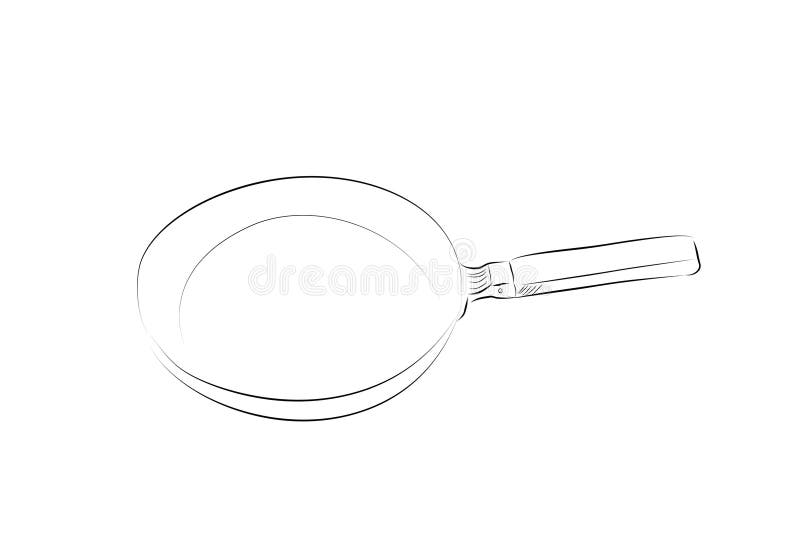 Simple Vector Hand Draw Sketch Pan, Isolated on White Stock Vector ...