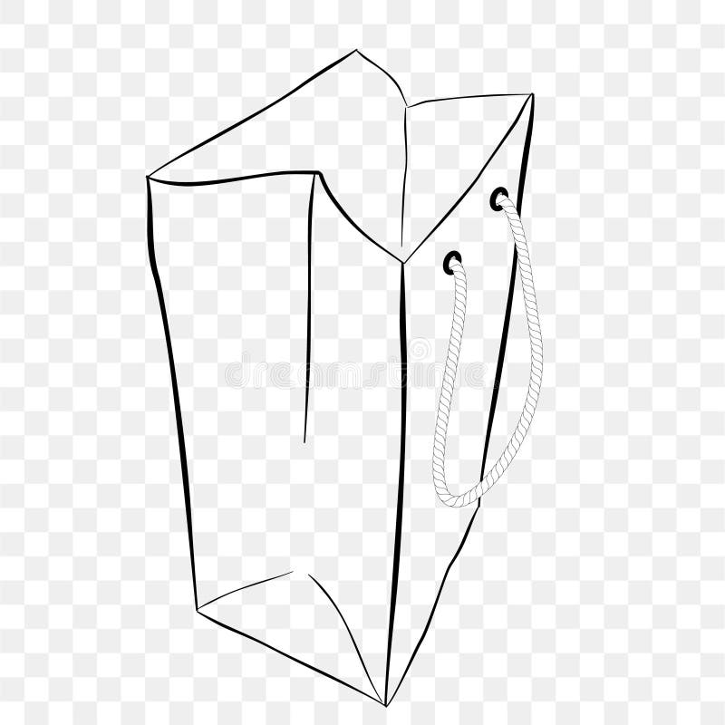 Simple Vector Hand Draw Sketch of Paper Bag, Isolated on White Stock ...
