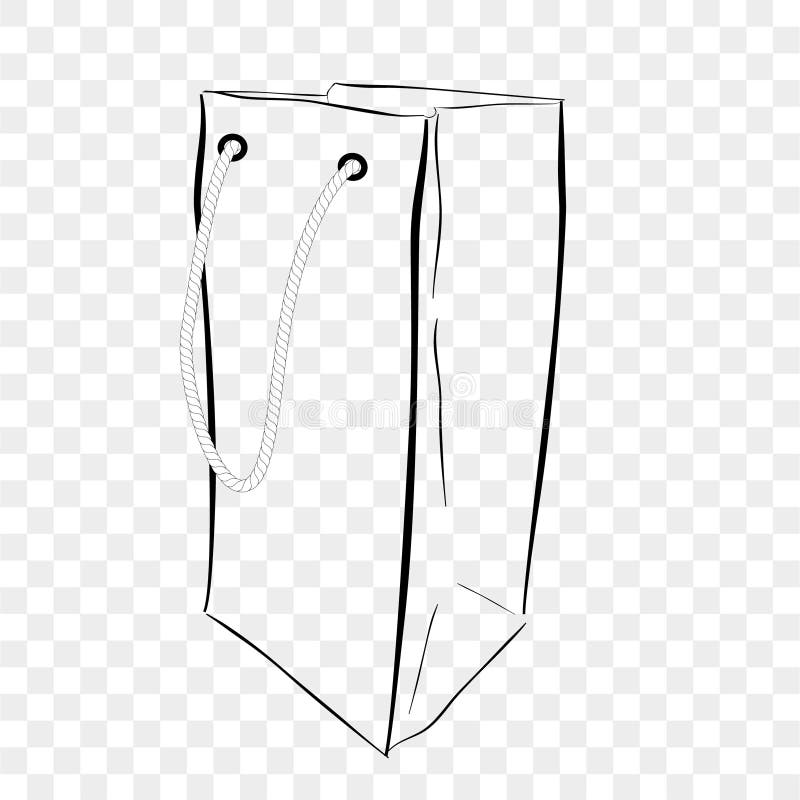 Simple Vector Hand Draw Sketch of Paper Bag, Isolated on White Stock ...