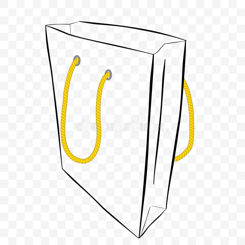 Simple Vector Hand Draw Sketch of Paper Bag with Yellow Rope, at ...