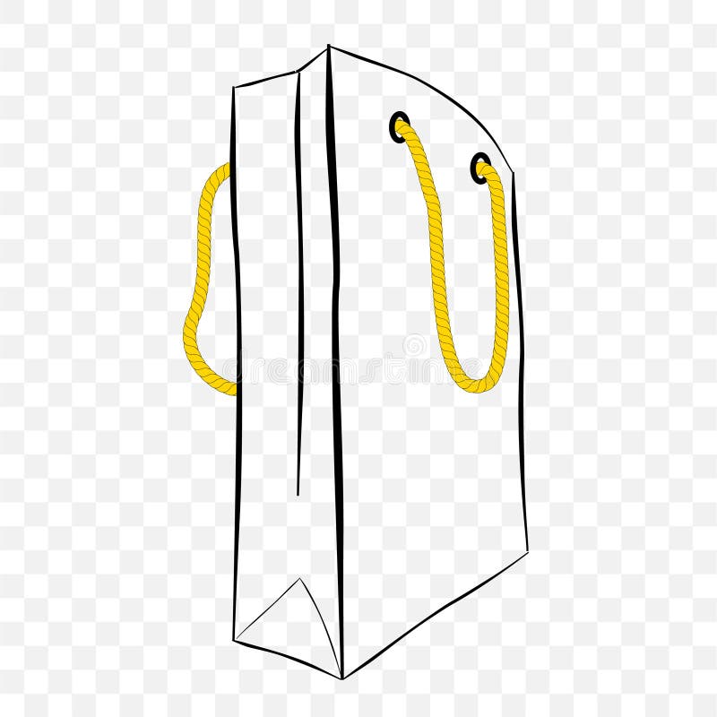 Simple Vector Hand Draw Sketch of Paper Bag with Yellow Rope, at ...