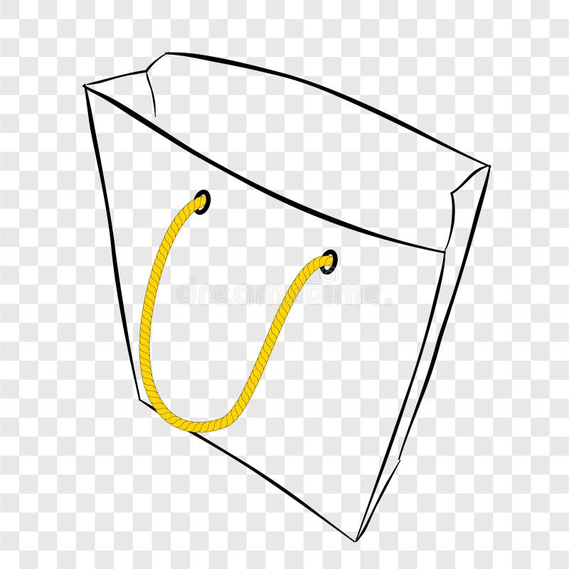 Simple Vector Hand Draw Sketch of Paper Bag with Yellow Rope, at ...